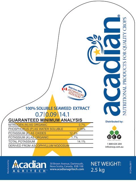 Acadian Marine Plant Extract Powder Product ... - Fatcow.com.au