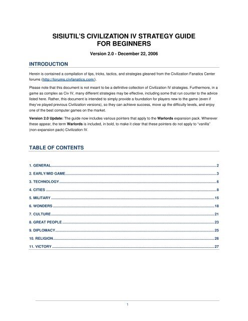 Civ IV Basic Strategy Guide - CivFanatics