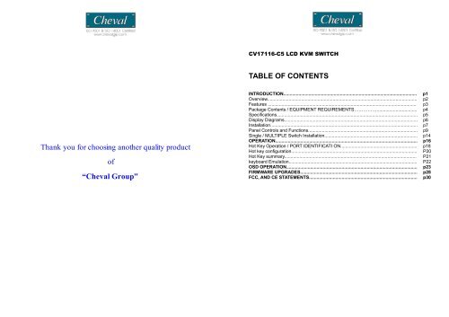 Download KVM User Manual - Cheval Electronic Enclosure