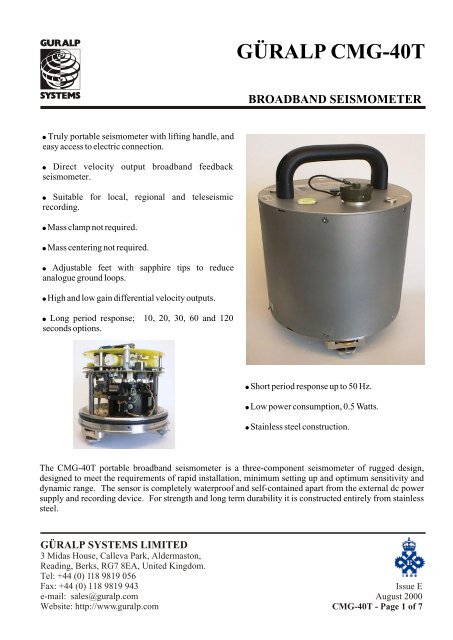 GÃ RALP CMG-40T - Sismic