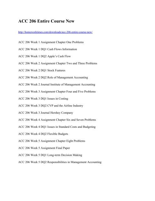 ACC 206 Entire Course New