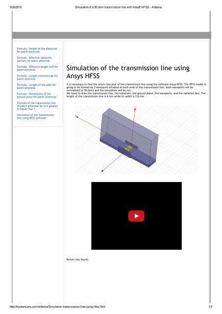 Simulation of the transmission line using Ansys HFSS