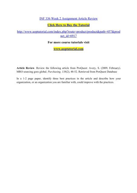 INF 336 Week 2 Assignment Article Review