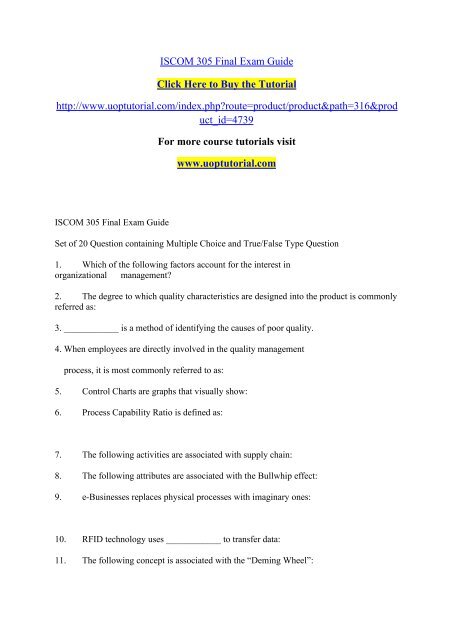 ISCOM 305 Final Exam Guide