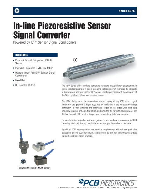 In-line Piezoresistive Sensor Signal Converter - PCB Piezotronics