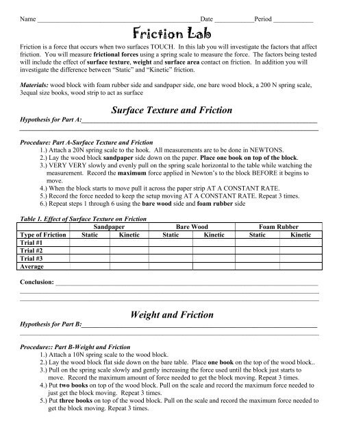 Kinetic Friction Lab