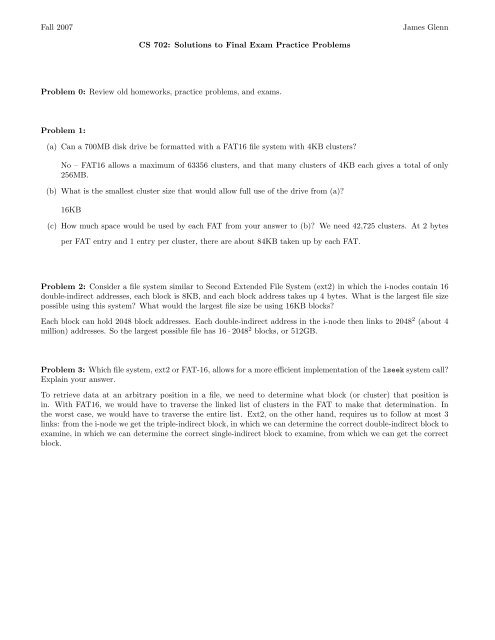 Solutions to Final Exam Practice Problems