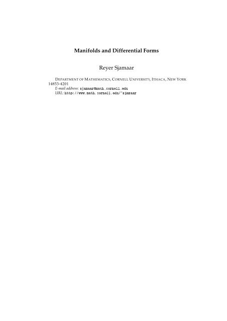 Manifolds and Differential Forms - Cornell University