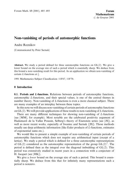 Non-vanishing of periods of automorphic functions