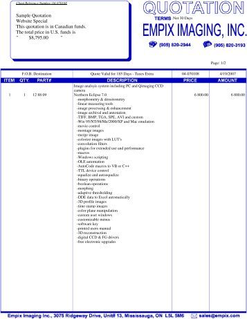 Sample Job Material Quotation List for - Dirt Cheap Construction Co.
