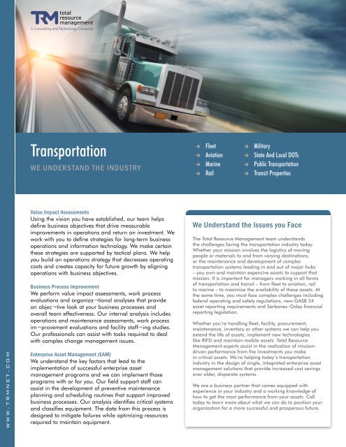 Transportation Brochure - Total Resource Management
