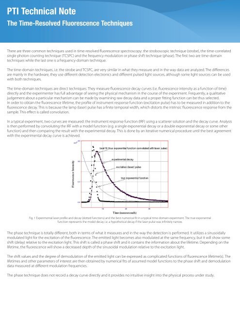 Time-Resolved Fluorescence Techniques - Photon Technology ...