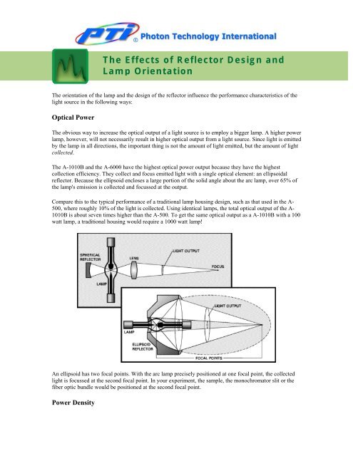 The Effects of Reflector Design and Lamp Orientation
