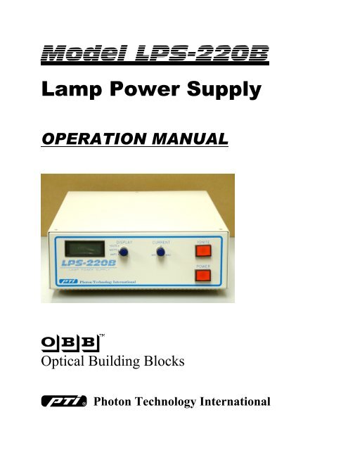 Model LPS-220B Lamp Power Supply - PTI - Photon Technology ...