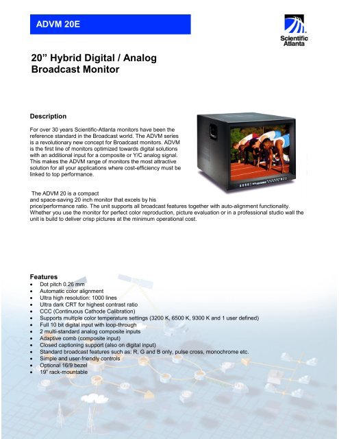 20â€ Hybrid Digital / Analog Broadcast Monitor - PTV Professional ...