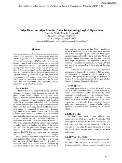 Edge Detection Algorithm For Color Images Using Logical Operations