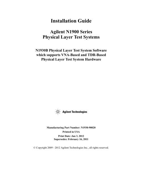 PLTS Installation Guide - Agilent Network Analyzer Service ...