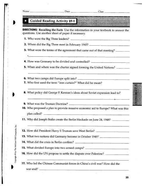 Guided Reading Activity 21-1