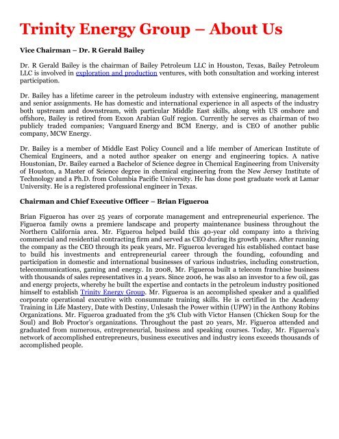 Trinity Energy Group – About Us