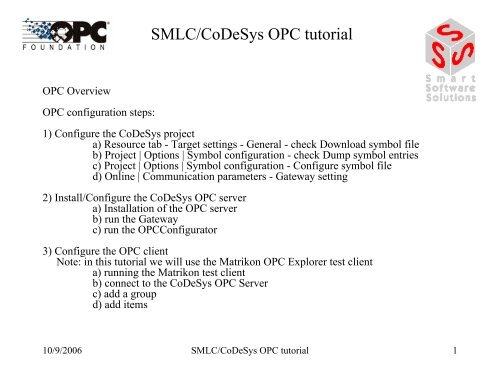SMLC/CoDeSys OPC tutorial - Ormec