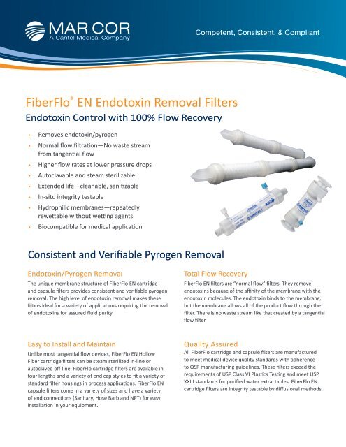 FiberFlo® EN Endotoxin Removal Filters - Mar Cor Purification