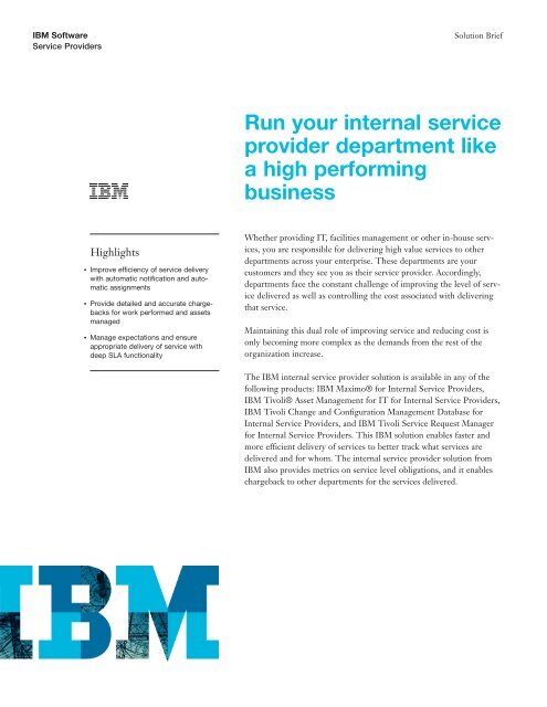 Maximo for Service Providers brochure - Total Resource Management