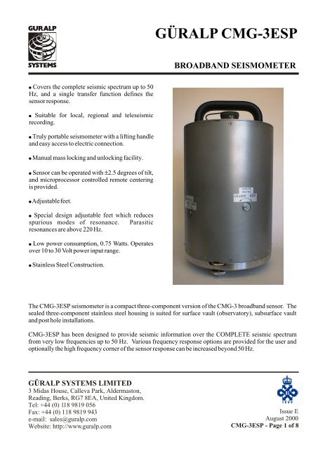 gÃ¼ralp cmg-3esp broadband seismometer