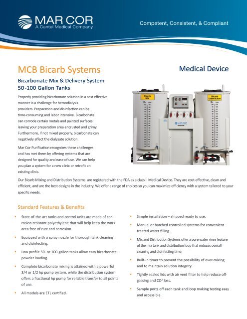 MCB Bicarb Systems - Mar Cor Purification
