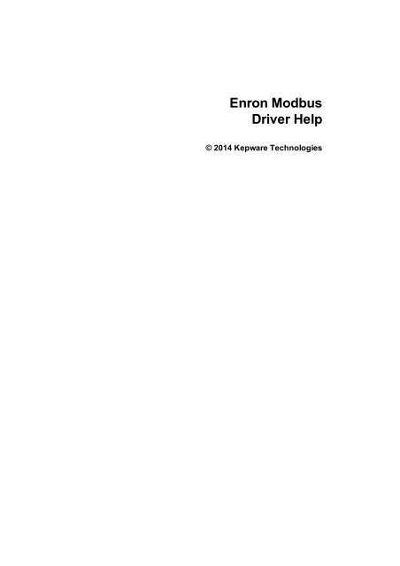 Enron Modbus Driver Help - Kepware Technologies