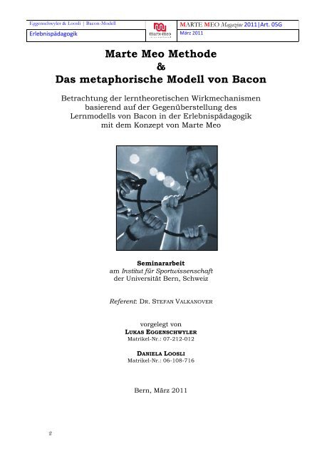 Marte Meo Methode & Das metaphorische Modell von Bacon