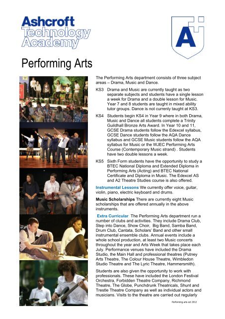 Performing Arts - Ashcroft Technology Academy