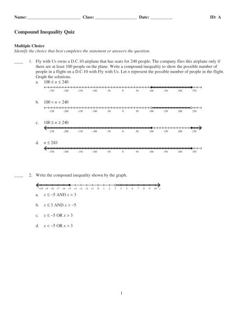 Compound Inequality Quiz