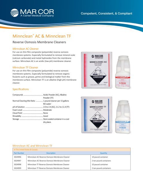Minnclean® AC & Minnclean TF - Mar Cor Purification