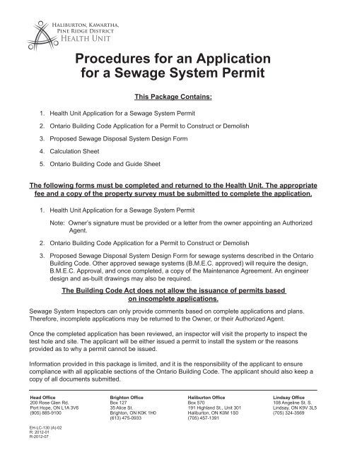 Application Form for New Septic System Permit - Haliburton ...