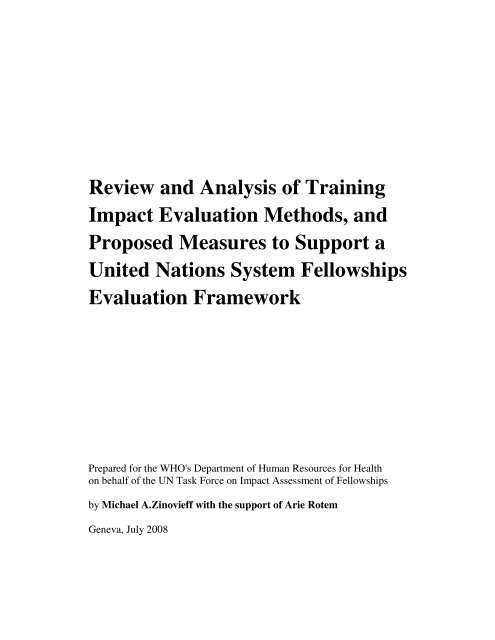 Review and Analysis of Training Impact Evaluation ... - Development