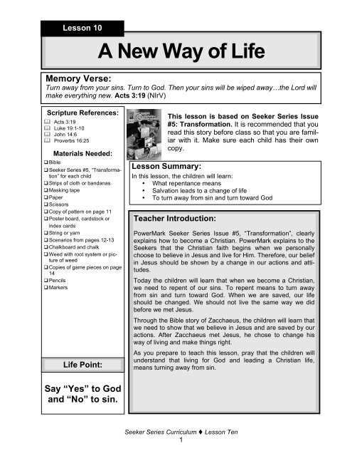 Lesson 10 - A New Way of Life - PowerMark Comics
