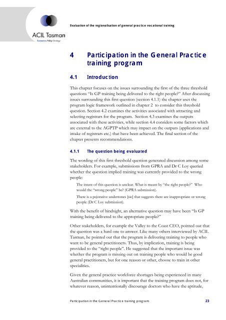 4 Participation in the General Practice training program