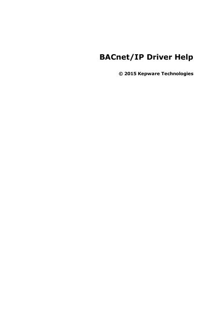 BACnet/IP Driver Help - Kepware Technologies