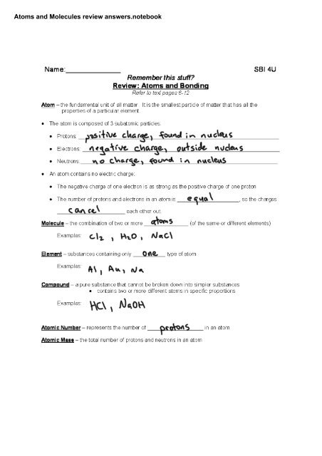 Atoms and Molecules review answers.notebook - whssbiozone