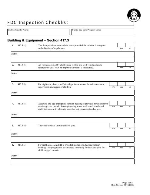 FDC Inspection Checklist - approved.pdf - Family of Woodstock