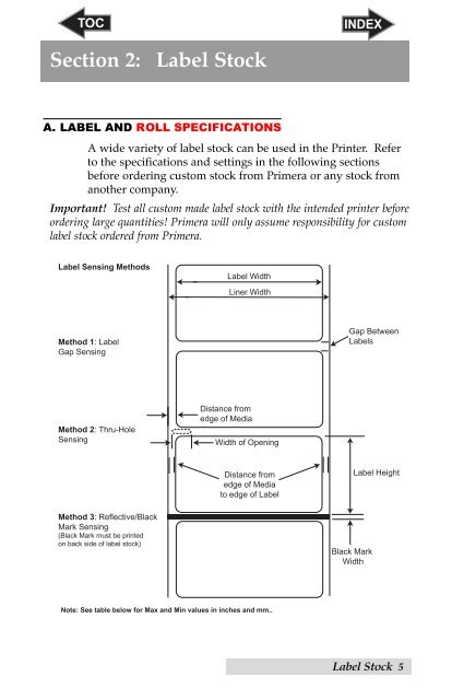 Section 2: Label Stock - Primera
