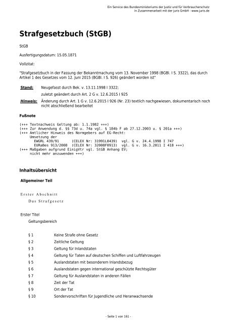 Strafgesetzbuch (StGB)