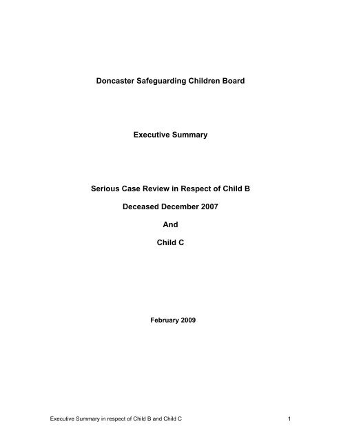 Executive Summary - Doncaster Safeguarding Children Board