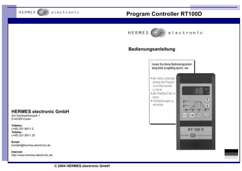 Program Controller RT100D - HERMES electronic GmbH