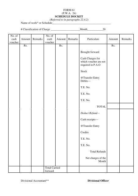 FORM 61 (P.W.A. 24) SCHEDULE DOCKET ... - Ccamoud.nic.in