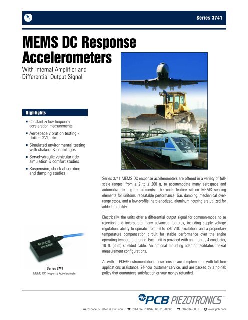 MEMS DC Response Accelerometers - PCB Piezotronics