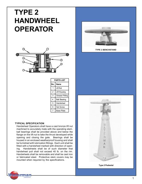TYPE 2 HANDWHEEL OPERATOR