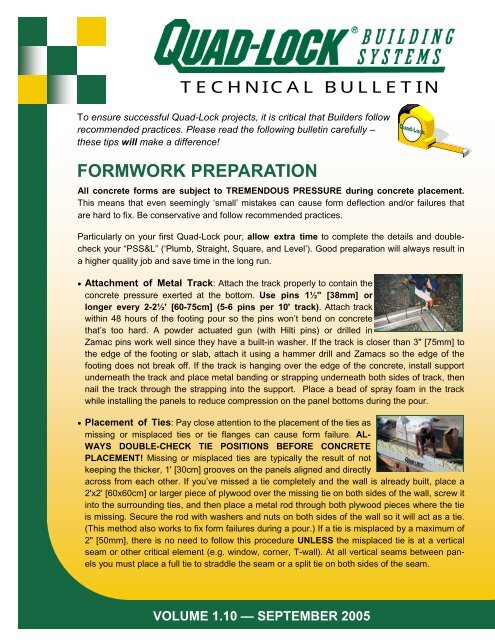 Formwork Preparation - Quad-Lock Building Systems