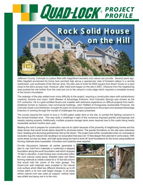 project profile - Quad-Lock Building Systems