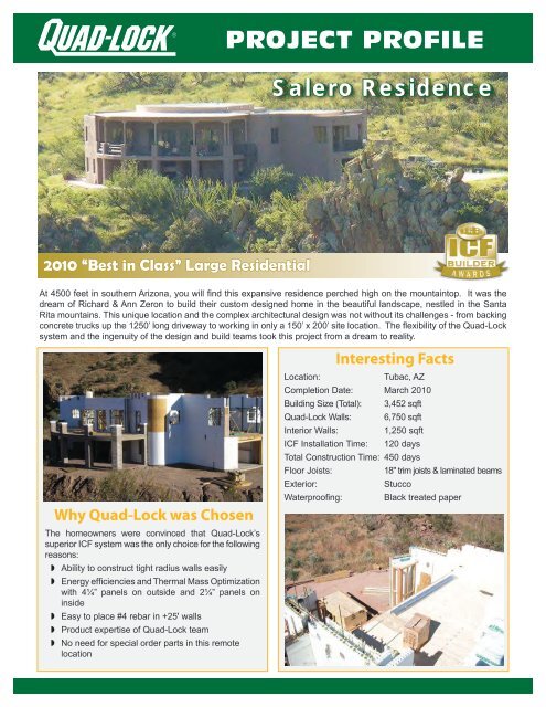 Project Profile - Quad-Lock Building Systems